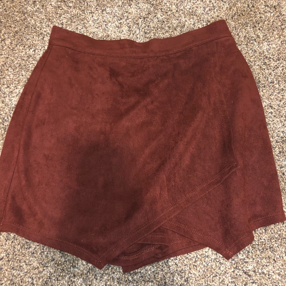 Skirts | Maroon Suede Skort Skirt With Built In Shorts | Poshmark